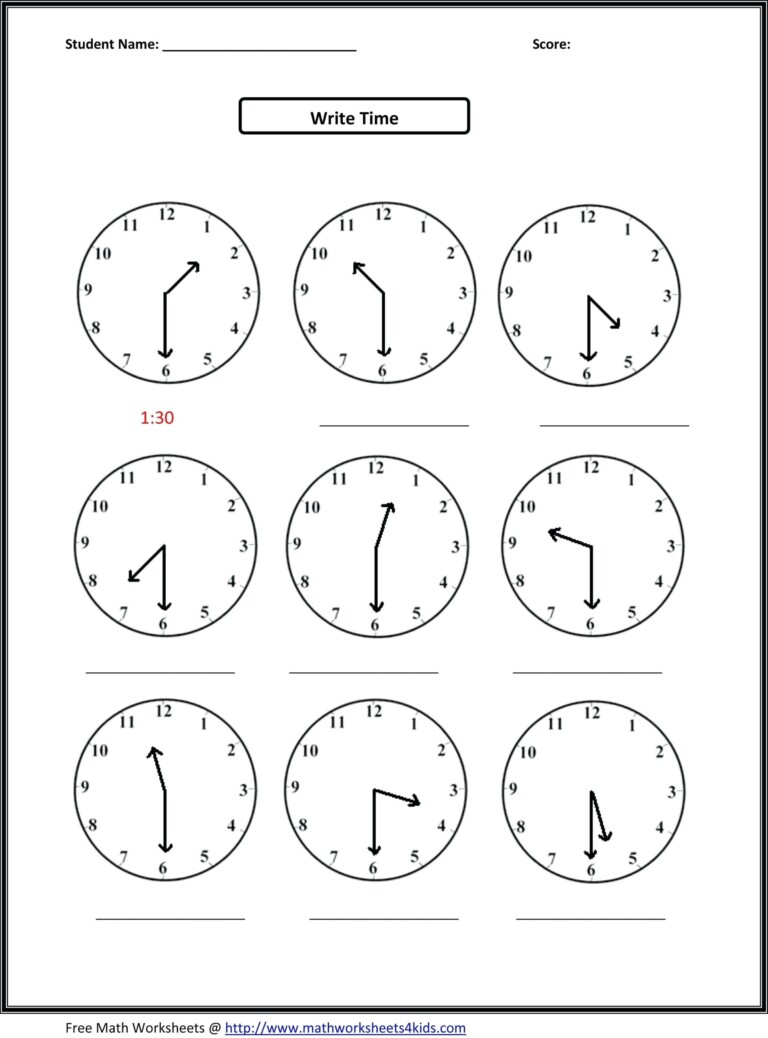 1St Grade Telling Time Worksheets Free Printables - smartteachpages.com