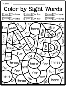 Color By Sight Word First Grade Free Printable - smartteachpages.com