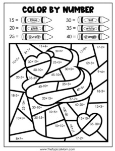 1St Grade Color By Number Printable - smartteachpages.com