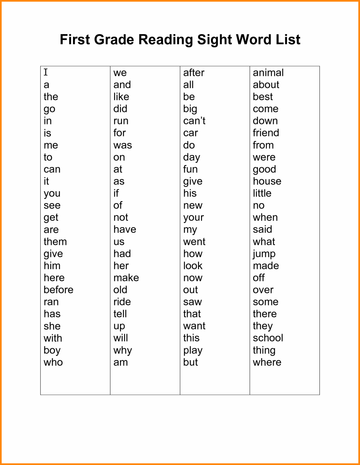1St Grade Dolch Sight Words Printable - smartteachpages.com
