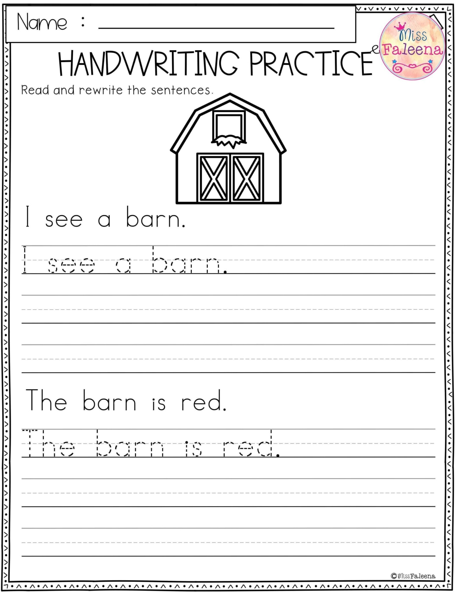 1St Grade Handwriting Worksheets Pdf Free Printable - smartteachpages.com