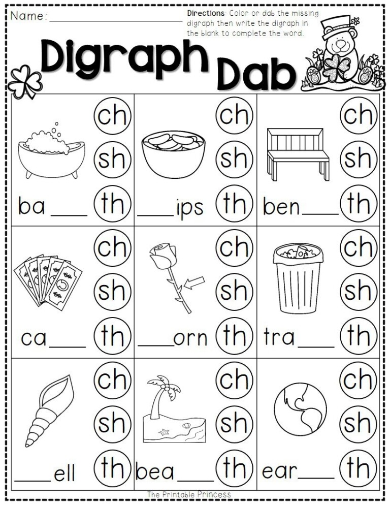 2Nd Grade Digraph Printable Activites - smartteachpages.com