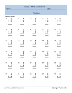 1St Grade Addition Worksheets Free Printable - smartteachpages.com