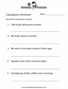 1St Grade Free Printable Capitalization Worksheets - smartteachpages.com