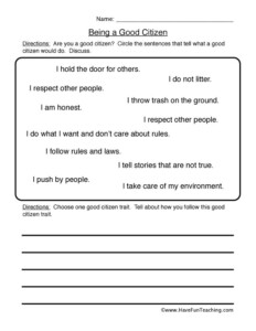 1St Grade Free Citizen Printables - smartteachpages.com