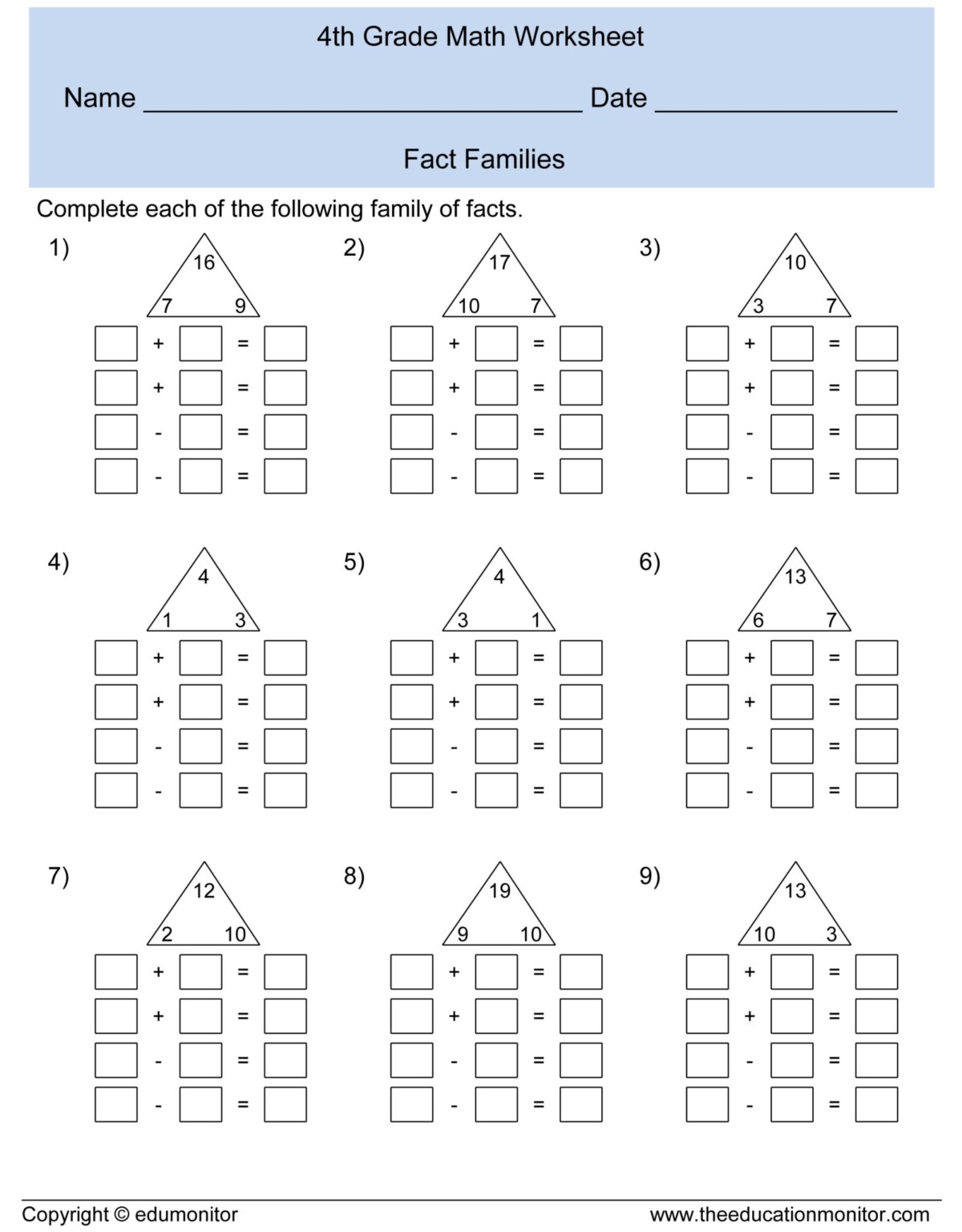 100 Math Worksheets 4Th Grade Free Printables - smartteachpages.com